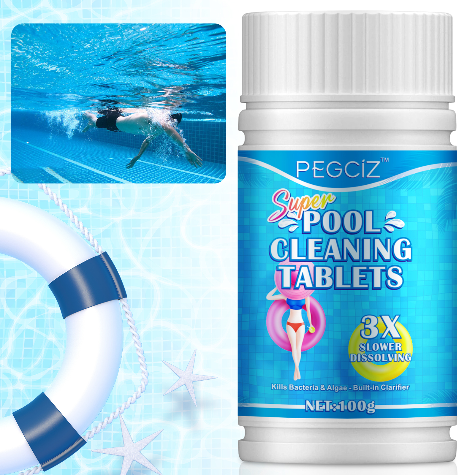 Disinfectant in Swimming Pool Cleaning Tablets 100g Chlorinating SPA ...