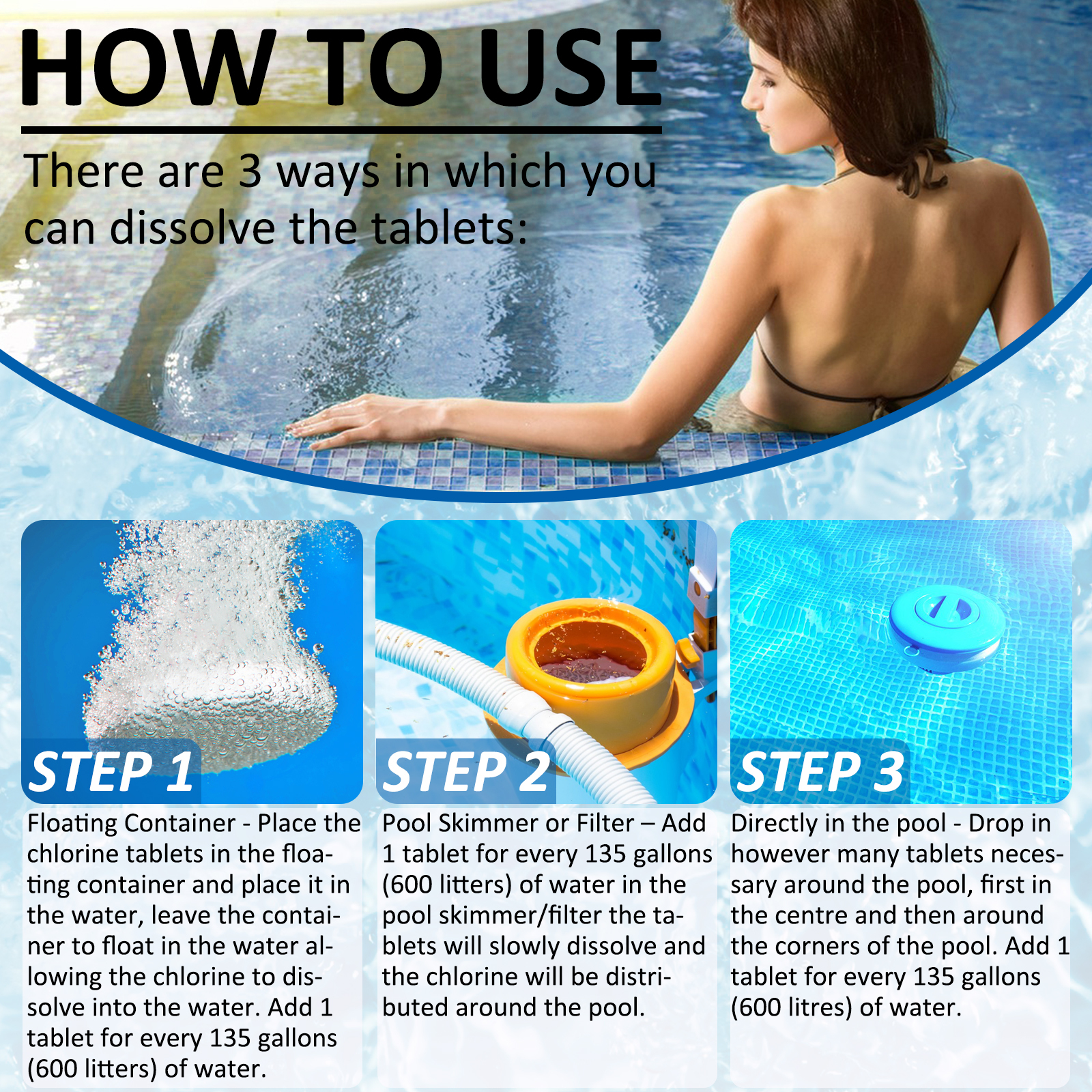 Disinfectant in Swimming Pool Cleaning Tablets 100g Chlorinating SPA ...