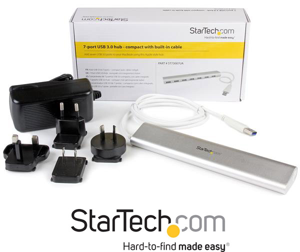 StarTech 7-Port Compact USB 3.0 Hub with Built-in Cable, aluminum ... StarTech 7-Port Compact USB 3.0 Hub with Built-in Cable, aluminum ...